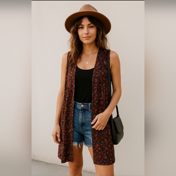 LuLaRoe | Swim | Nwt Lularoe Joy Sleeveless Cover Up Vest Boho Feather ...